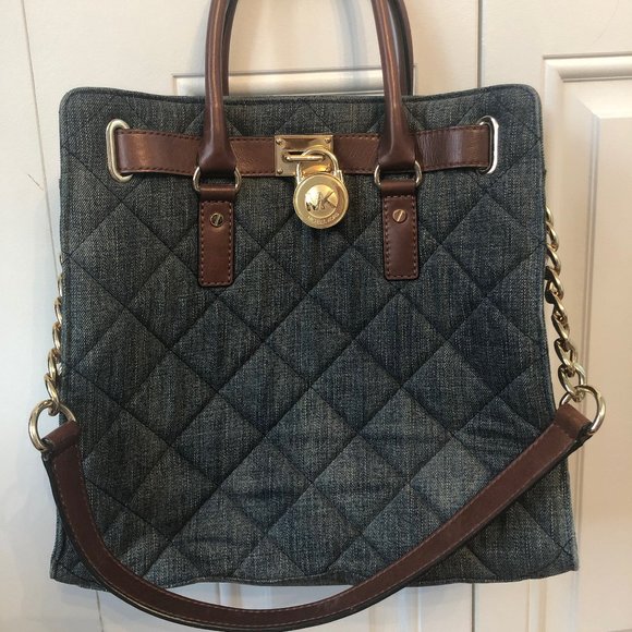 Michael Kors | Bags | Michael Kors Quilted Denim Hamilton Bag | Poshmark